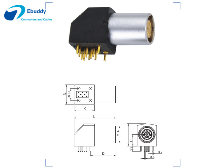 Lemo EPG 1B 4 Pin PCB Socket Push Pull Circular Connector For Panel ...