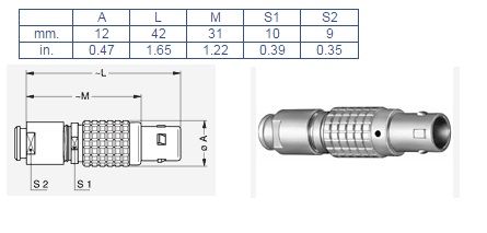 FGG 1B 308 8 PIN Leica 733283 Data Cable Connector Lemo 8 Pin Connector