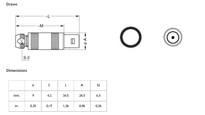 Straight Plug 0S Size Coaxial Cable Lemo Compatible Connector FFA 0S 250