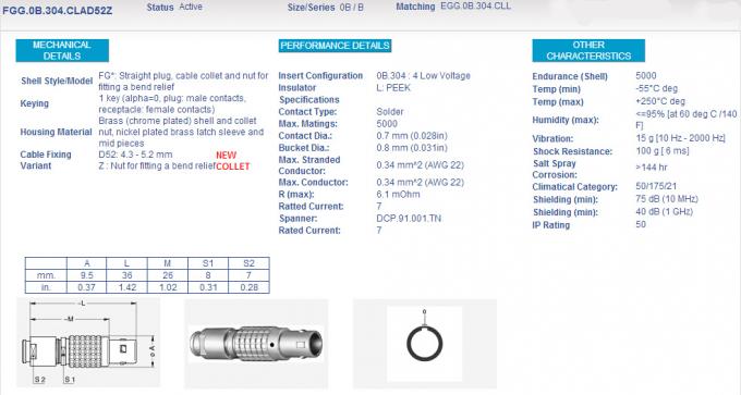 Lemo Plug 4 pins connector metal circular male adpator cross LEMO 0B ...