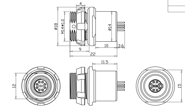 10 Pin Rear Panel Mount Socket Fischer DBP 1031 Compatible Female ...