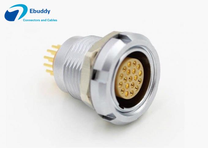 2B 19pin Lemo B Series Connectors , Lemo Female Connector With 2 Nuts Fixed