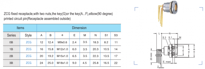 19pin Elbow Contact Female Lemo B Series Connectors for Pcb Install ECG ...