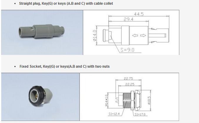 Lemo plastic circular Connector Redel PAG PKG 2-14pin medical male and ...