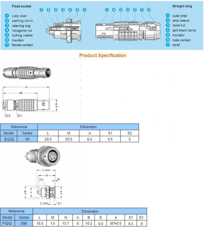 Push Pull Lemo Cable Connector Mini 00B Series 4pin Industrial Circular ...