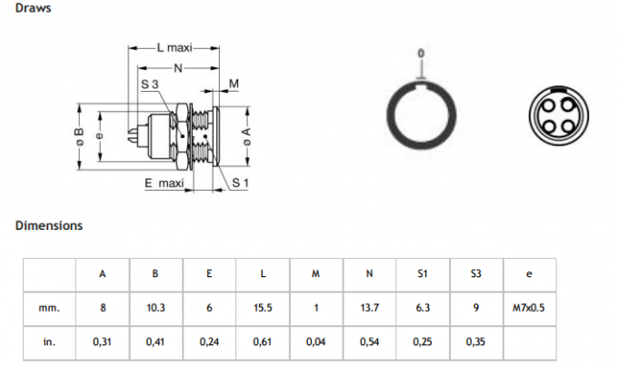 Lemo 00 size 4pin male and female connector FGG.00.304 / EGG.00.304