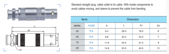 Lemo S Series FFA ERA 00S 0S 1S Coaxial Cable Connetors For Flaw Detector