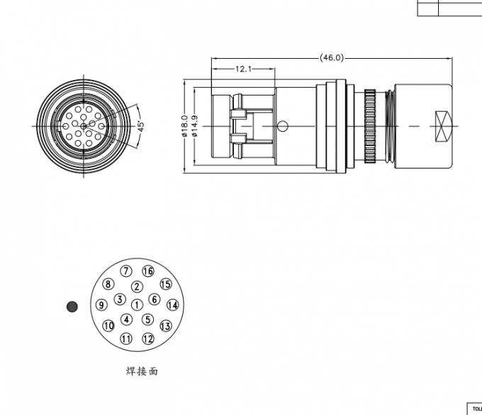 PCB Mounted 16pin PPS PEEK Fischer Cable Connector