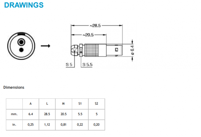 Lemo B Series 2pin Connector for Camera - FGG EEG 00B