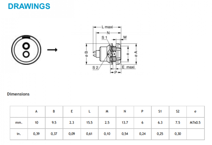 Lemo B Series 2pin Connector for Camera - FGG EEG 00B