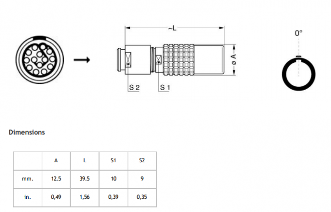 Female 14pin Circular Lemo Free Socket For Cable Mount