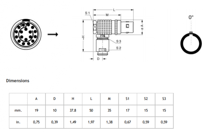 Lemo Circular Cable Connectors Elbow 3B 18pin Male Female Connector FHG ...
