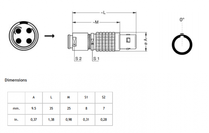 Lemo 4pin Male ANVS Connectors For GPNVG-18 / BNVD / ANVIS 4 Cell Remote Battery Pack
