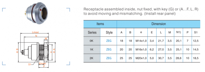 PCB Board Female Receptacle Lemo Compatible EEG 0K 4pin Rear Panel Socket