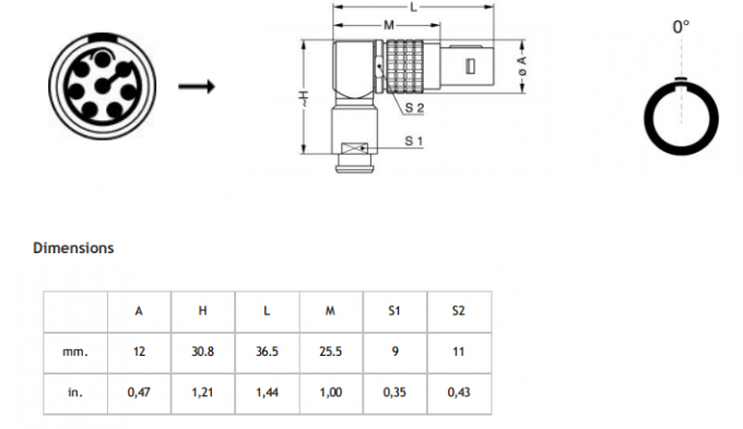 Lemo FSG 1B Rotatable Connector 8pin Right Angle Plug And Socket FSG.1B.308