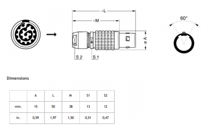 Lemo 19 Pin Connector 2 Key 2B Size Male Plug FGC.2B.319 Model