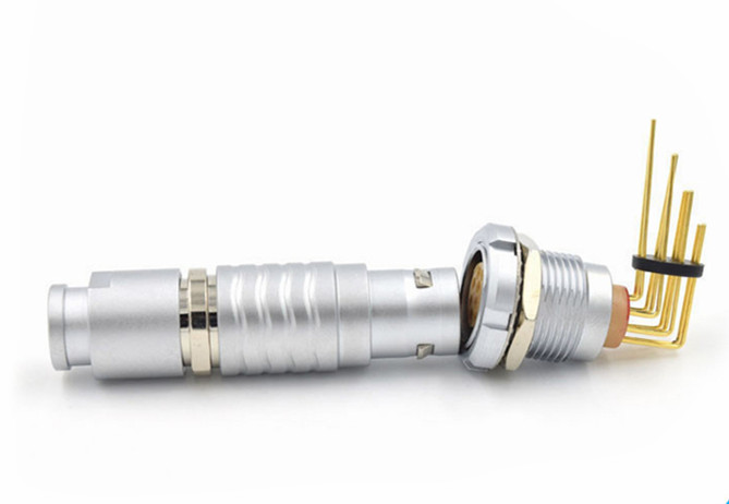 M18 Push Pull Circular Connectors Lemo ECG 2B 10pin Right Angle Pins Socket