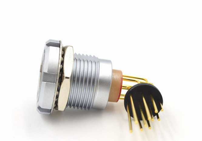 M18 Push Pull Circular Connectors Lemo ECG 2B 10pin Right Angle Pins Socket