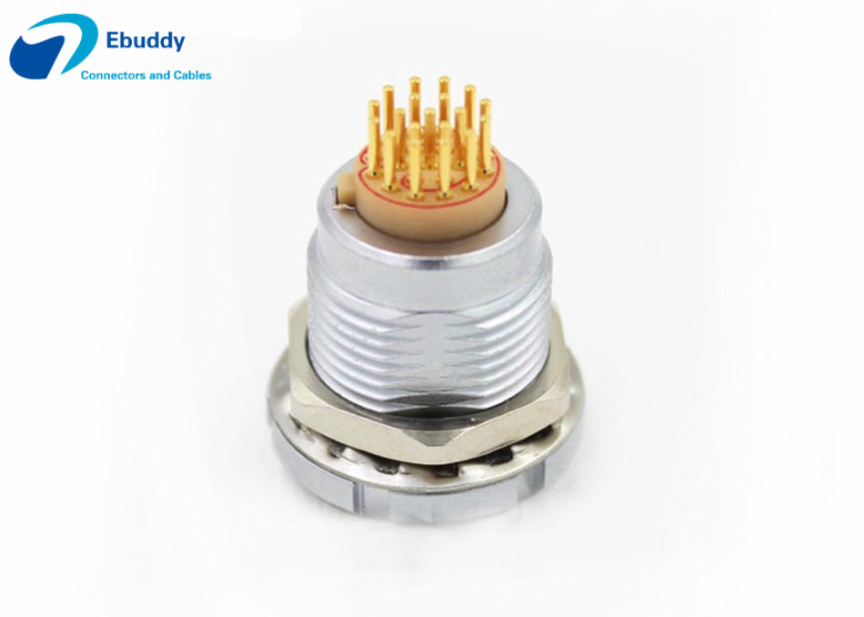 2B 19pin Lemo B Series Connectors , Lemo Female Connector With 2 Nuts Fixed