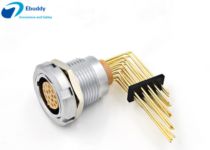 16pin Right Angle PCB Socket Lemo ECG 16pin Receptacle With Two Nuts ...